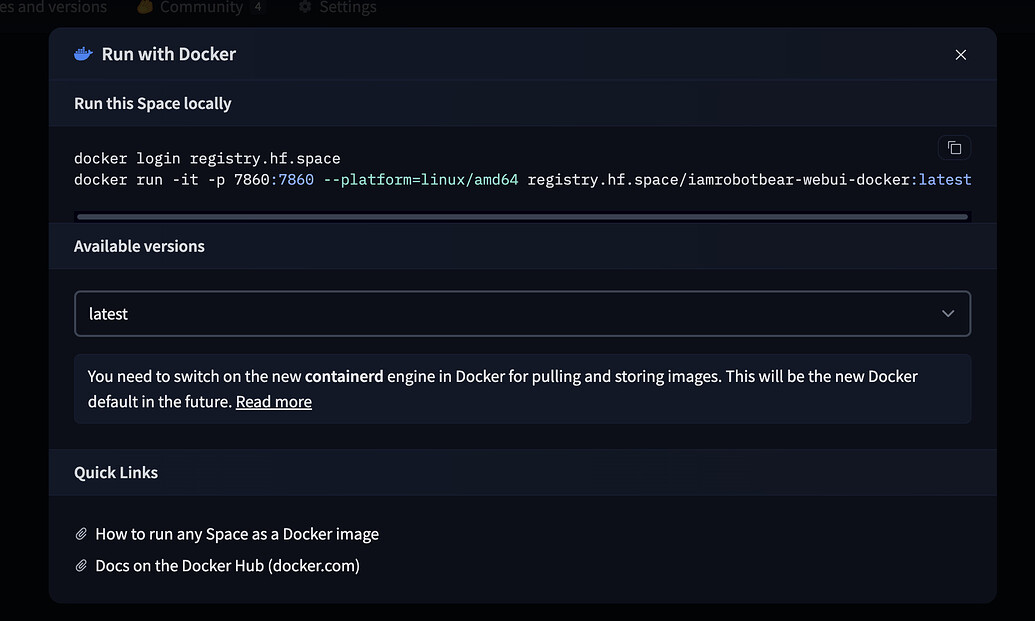 Run With Docker Locally Registryhfspace Spaces Hugging Face Forums