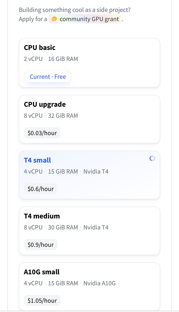 Can’t switch to GPU Hardware Upgrade - Spaces - Hugging Face Forums