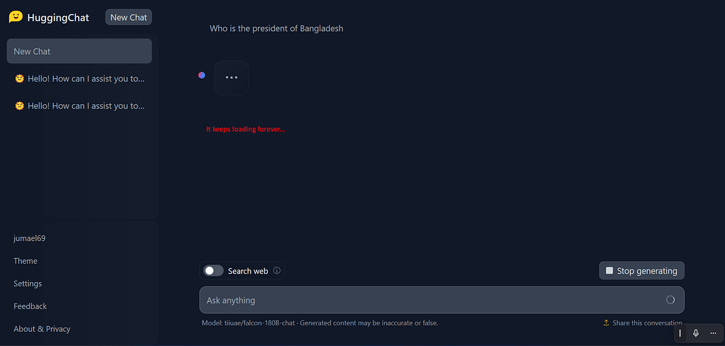 Huggingface chat not working - Beginners - Hugging Face Forums