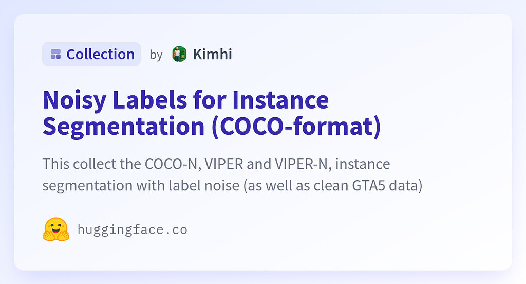 Noisy labels for instance segmentation (COCO-format): VIPER (clean ...