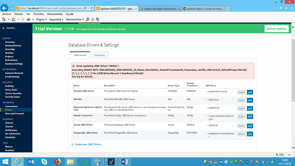 Issue creating a new JDBC driver - Ignition - Inductive Automation Forum