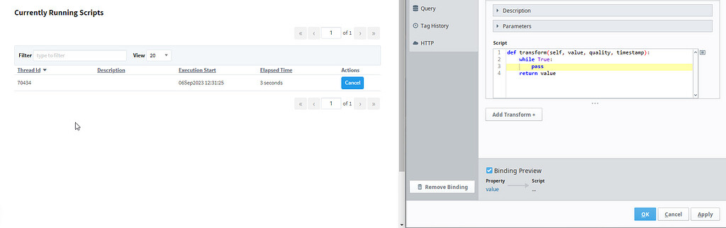 While Loop in Binding does not stop the Script when removed - Ignition - Inductive Automation Forum