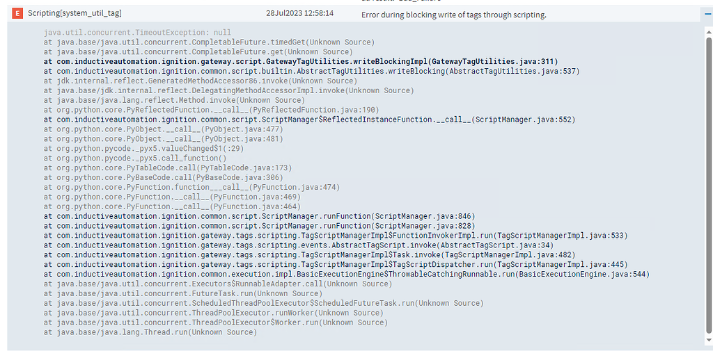 Scripting[system Util Tag] Error During Blocking Write Of Tags Through Scripting Ignition