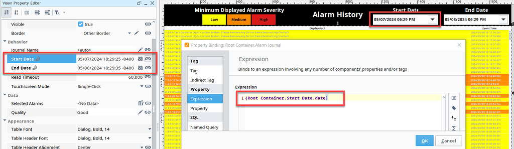 Alarm Journal - Initialize to current date then allow user custom date range input - Ignition ...