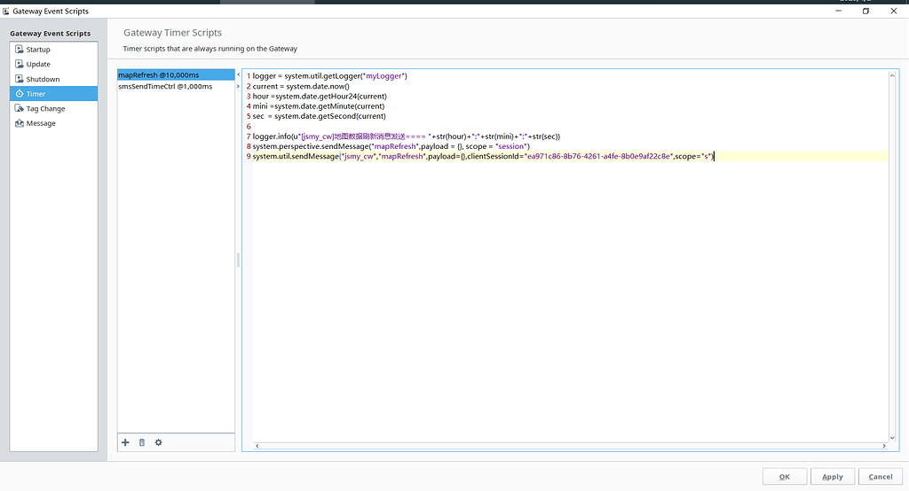 Gateway Event Timer sendMessage not work - Ignition - Inductive Automation Forum