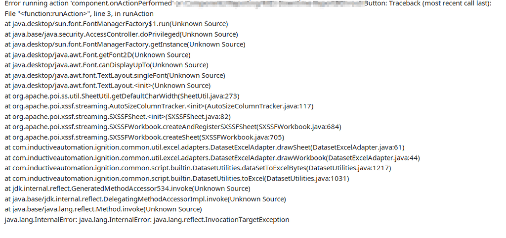 Error on Excel Export. bug? - Ignition - Inductive Automation Forum