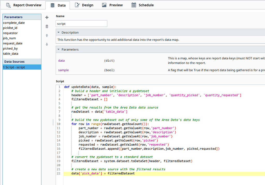 Dataset Parameters into Report's Table - Ignition - Inductive Automation Forum