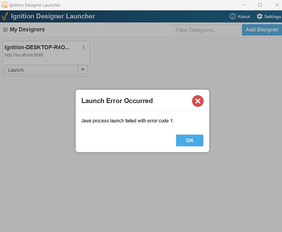 Ignition 8.1.5 - Java process launch failed with error code 1 - Ignition - Inductive Automation ...
