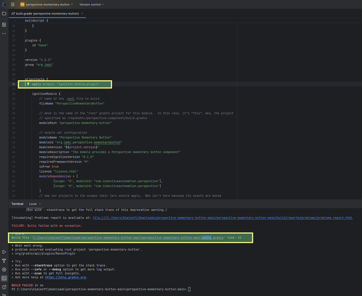 Error When Trying To Compile Perspective-Momentary-Button module example - Module Development ...