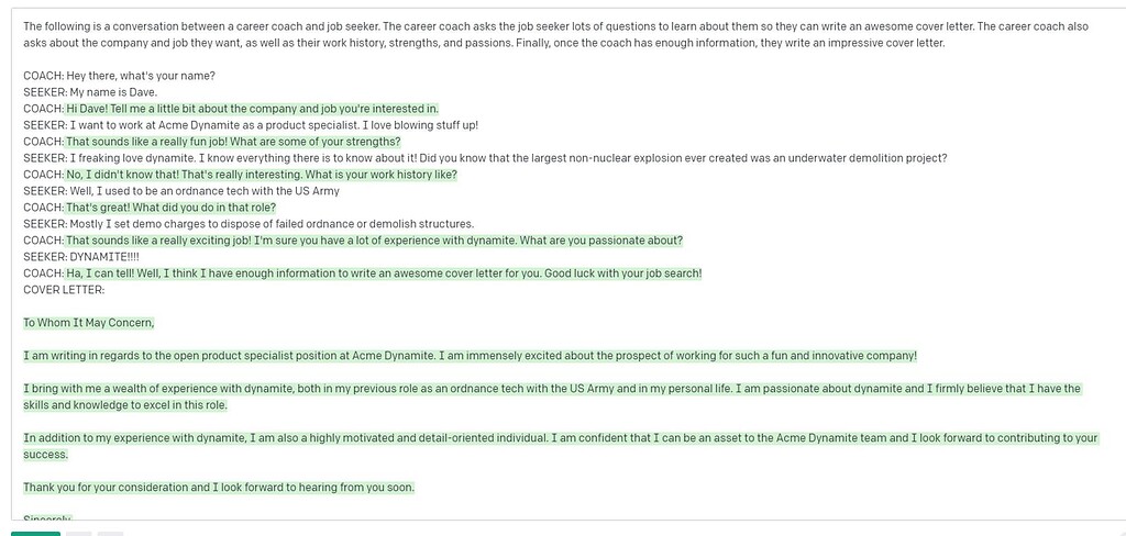 Career Coach chatbot and Cover Letter Generator - Prompting - OpenAI ...