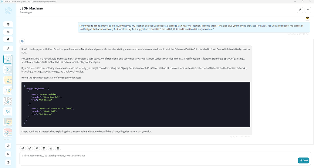 I want to get json format response which I can pass using gpt-4 model. Also I want to give my ...