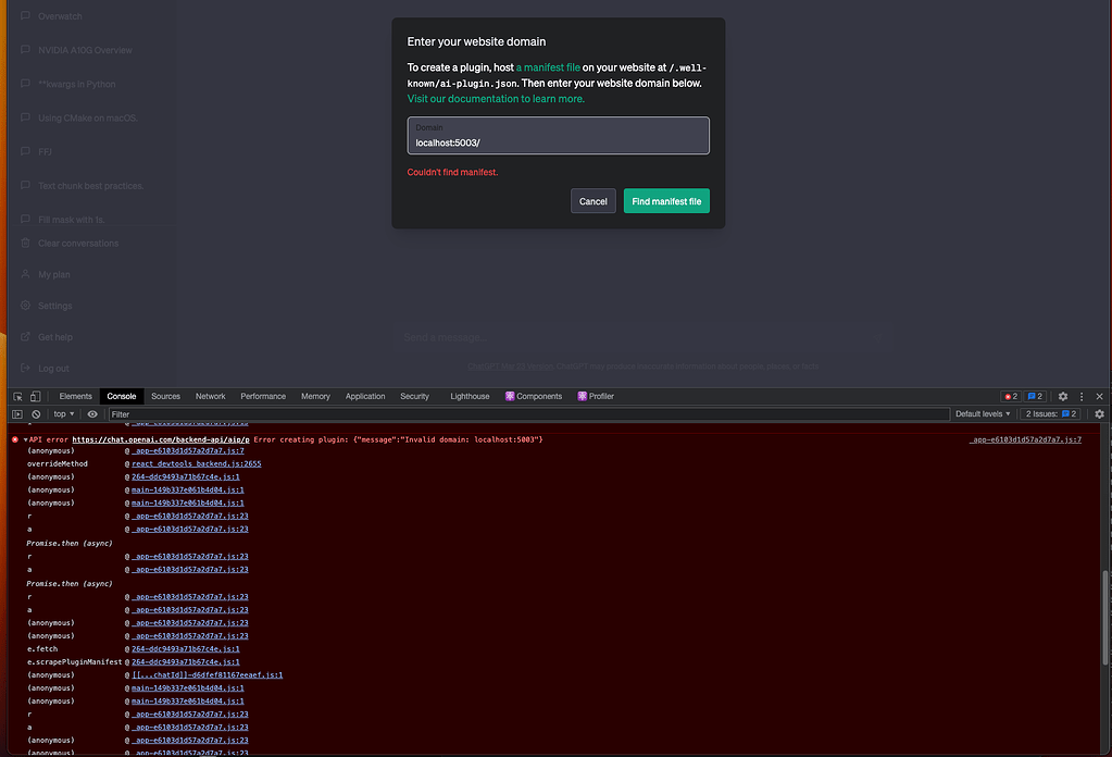Invalid domain when trying to run local plugin - Plugins / Actions builders - OpenAI Developer ...