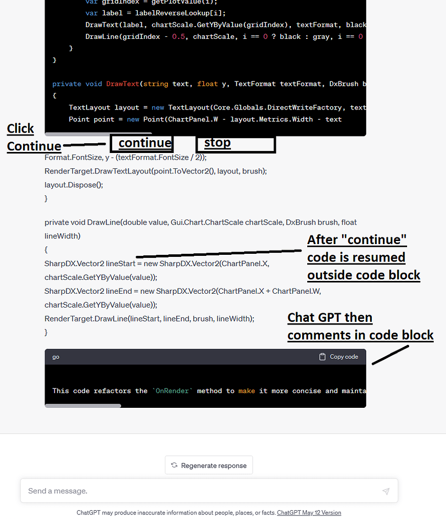 New "Continue Generating" button is broken for Code Blocks - Bugs - OpenAI Developer Community