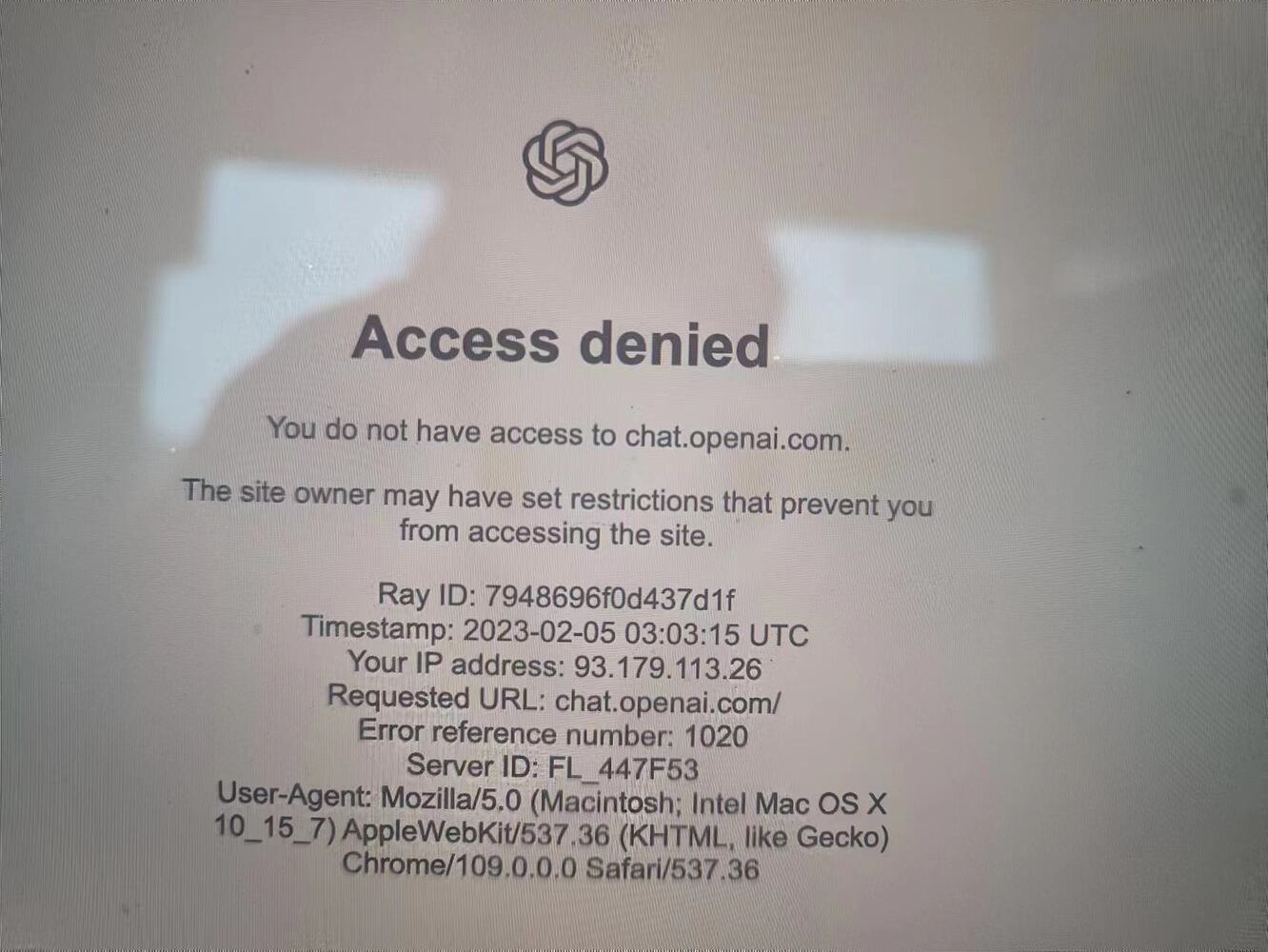 Access denied - Error 1020 - ChatGPT - OpenAI Developer Community