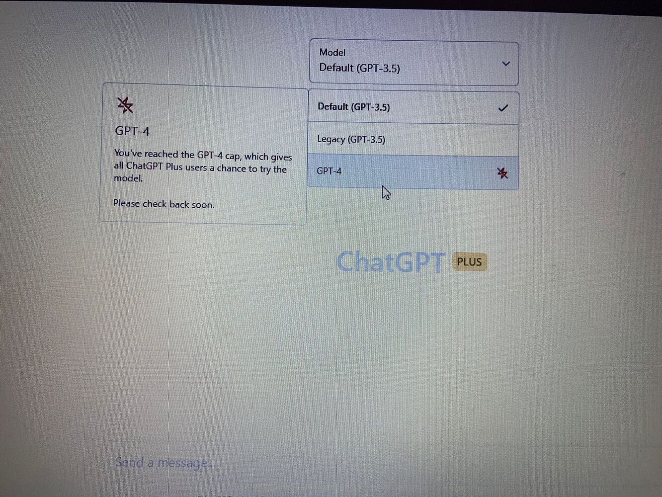 Você atingiu o limite GPT-4 - ChatGPT - OpenAI Developer Community