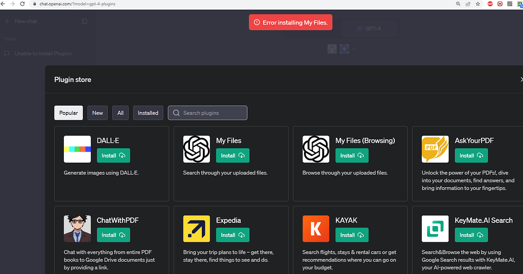 Unable to install plugin, please help - Plugins / Actions builders - OpenAI Developer Community