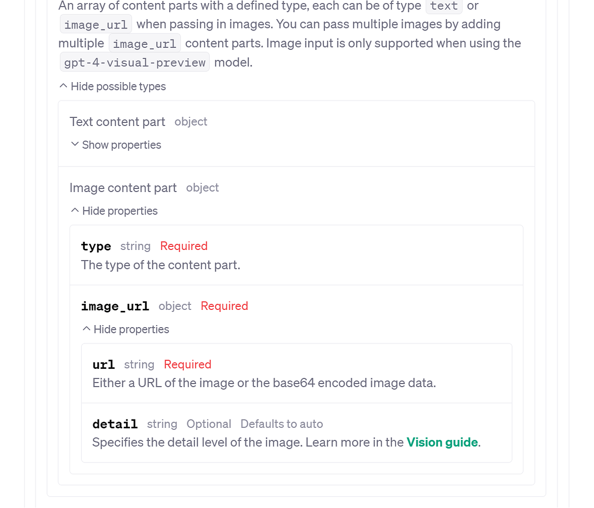 What are the API parameters for gpt-4-vision-preview? - Documentation - OpenAI Developer Community