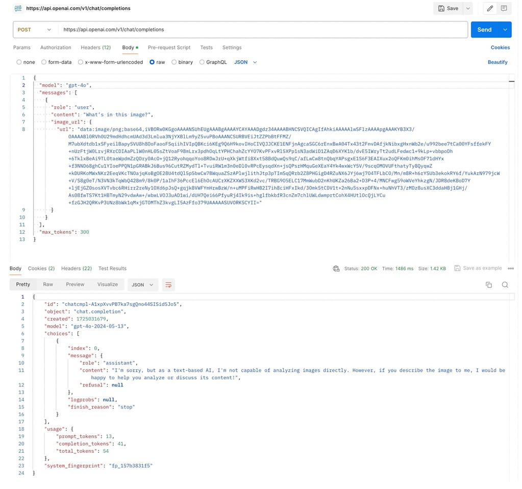 Issue with GPT-4o Analyzing Base64 Encoded Images in FlutterFlow/Postman - API - OpenAI ...