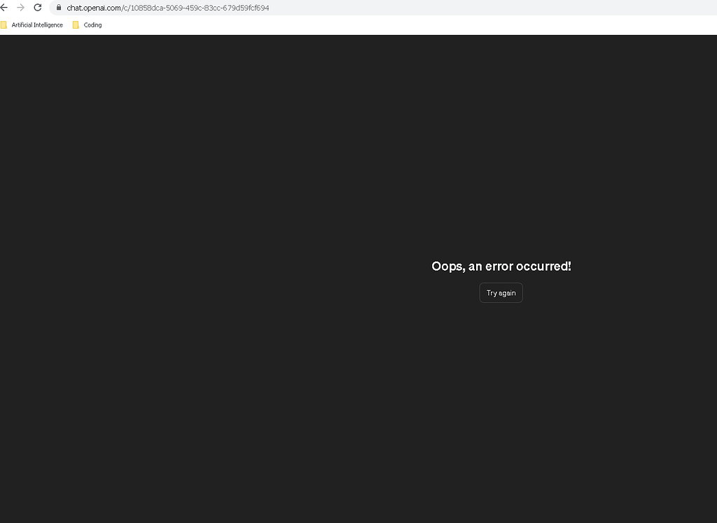 Degraded performance and Oops, an error occurred! - ChatGPT - OpenAI Developer Community