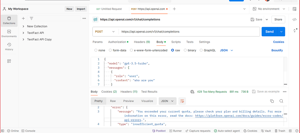 Issue Encountered: Too Many Requests Error - API - OpenAI Developer Community