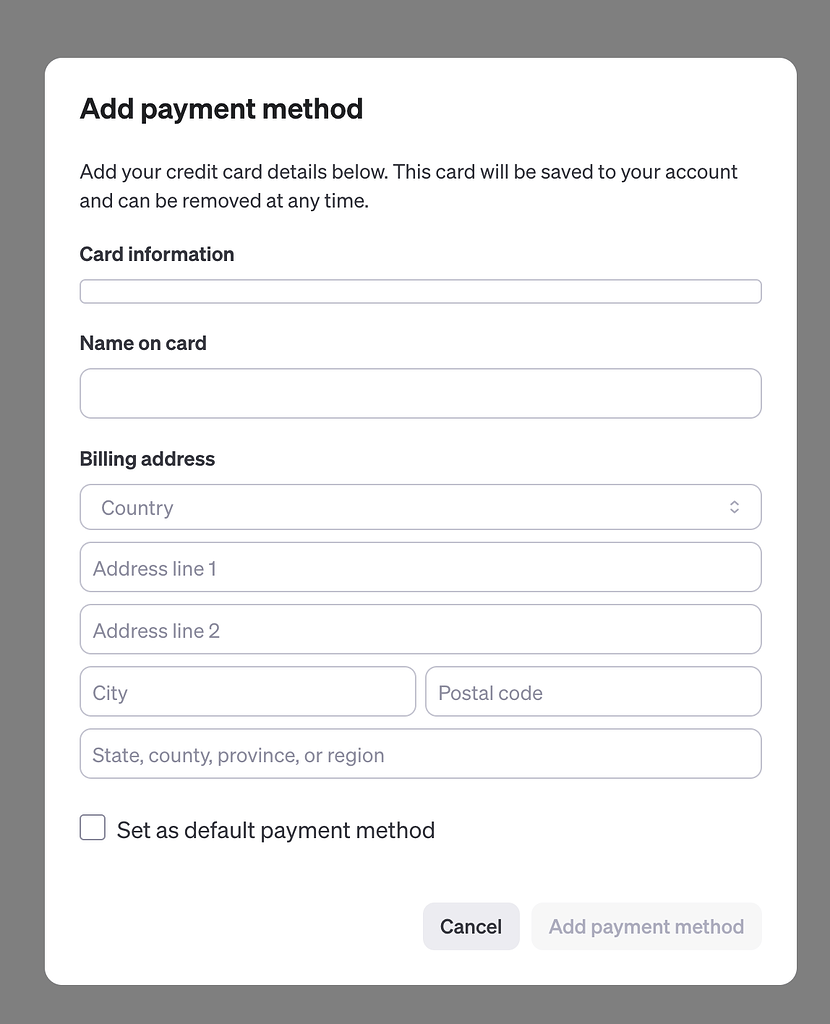 Adding a New Payment Method is Broken - API - OpenAI Developer Community