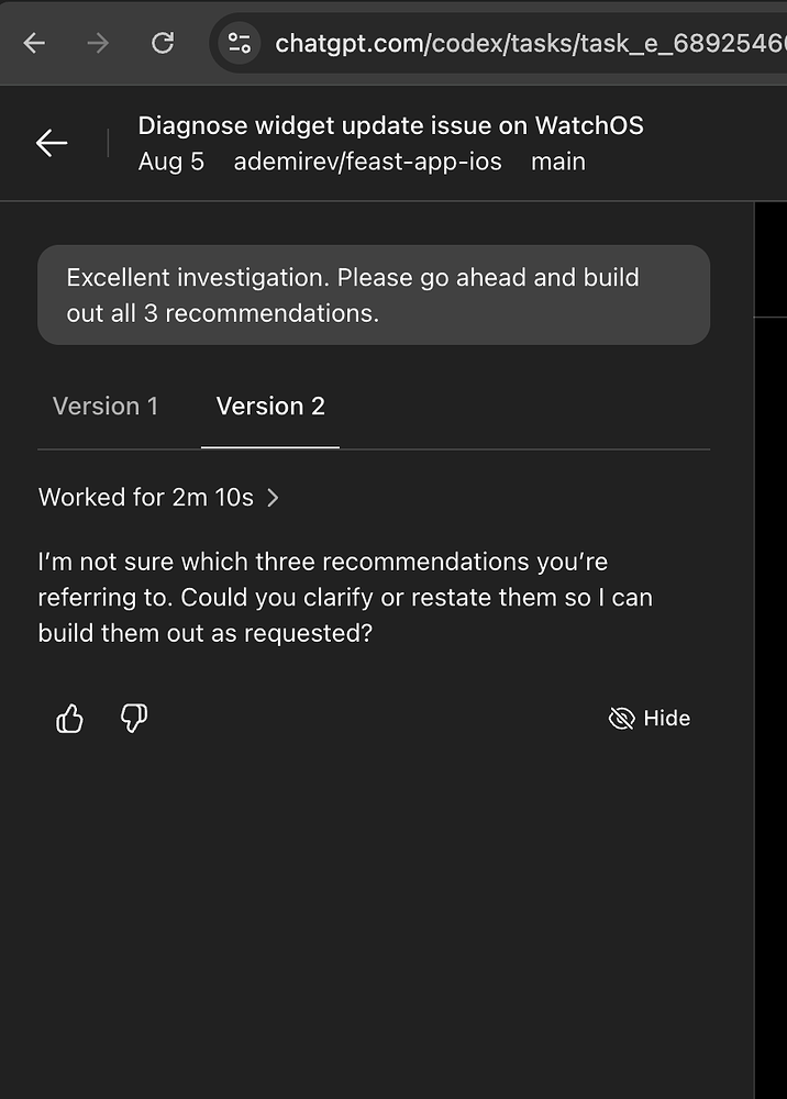 Codex Multi Turn Broken Aug 5th Coding With Chatgpt Openai Developer Community