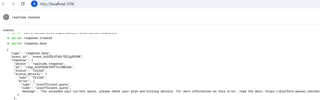You exceeded your current quota, but balance is ok (Realtime console) - API - OpenAI Developer ...