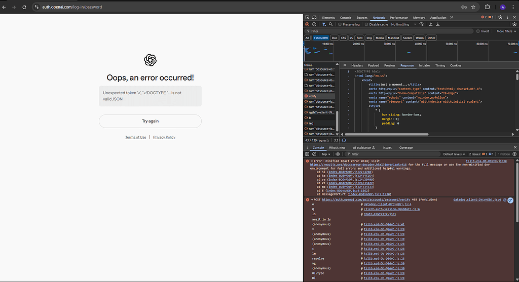 Error "Unexpected token