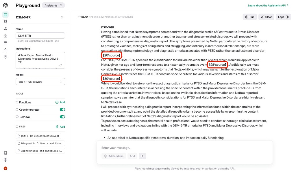 Can Assistants provide sources in their response, or is it just a hallucination? Have only ...