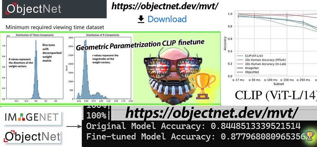 Geometric Parametrization fine-tune of ViT-L/14 on CoCo 40k (RTX4090, 20 Epochs, batch_size=40 ...