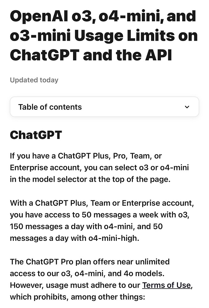 Limitations on the OpenAI o-series reasoning models on ChatGPT - ChatGPT - OpenAI Developer ...