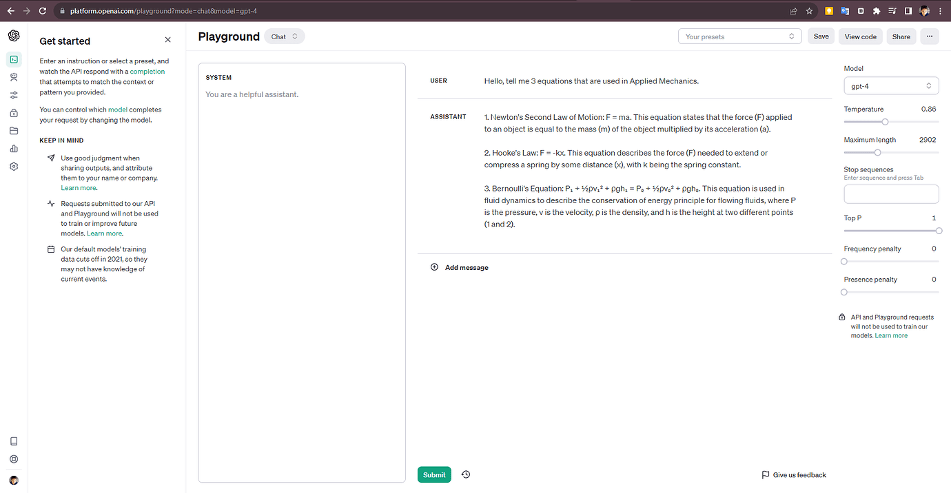 API GPT-4-Turbo-Preview has output in latex format in math - API - OpenAI Developer Community