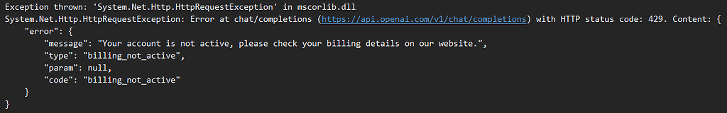 OpenAI API for .NET C# Free Credit Error - API - OpenAI Developer Community