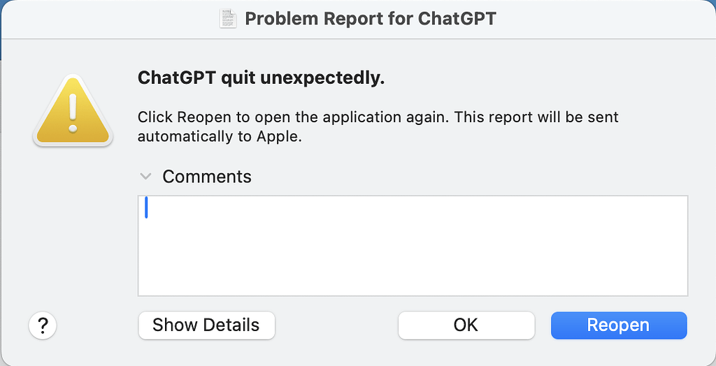 macOS Desktop App Crashing After Dragging New Screenshot (Not Always) - Bugs - OpenAI Developer ...
