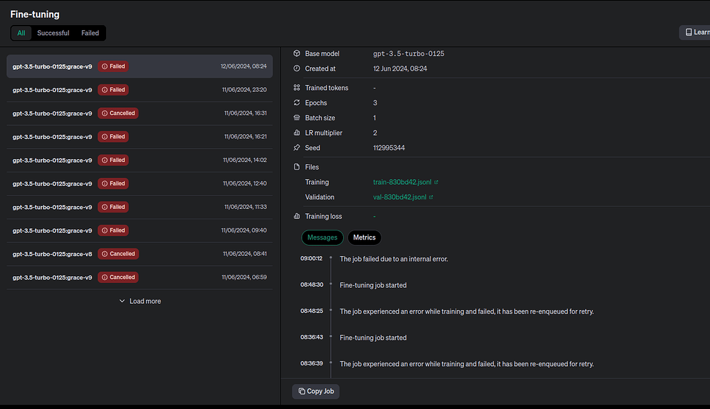 Finetuning on Platform internal server errors - Bugs - OpenAI Developer Community