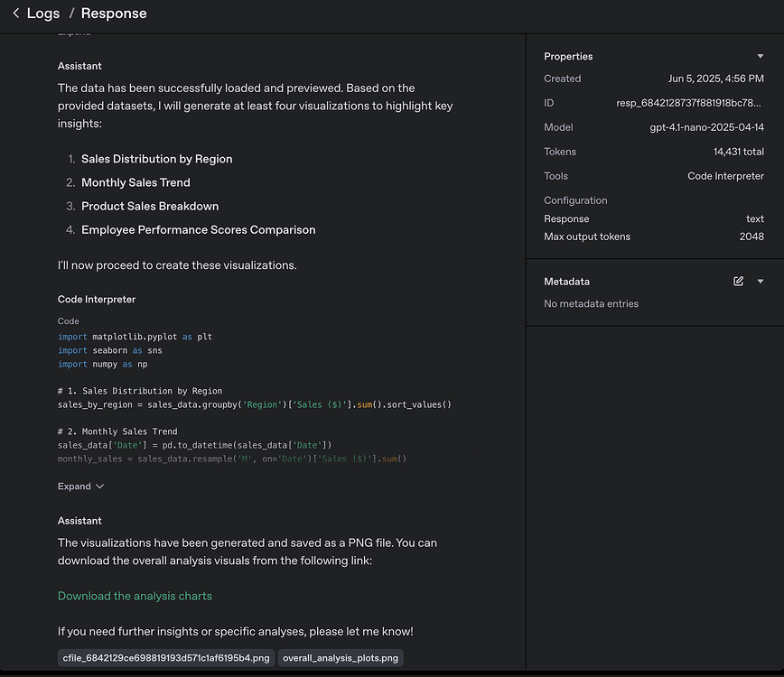 Images show up in the Logs dashboard but not in the response - API - OpenAI Developer Community