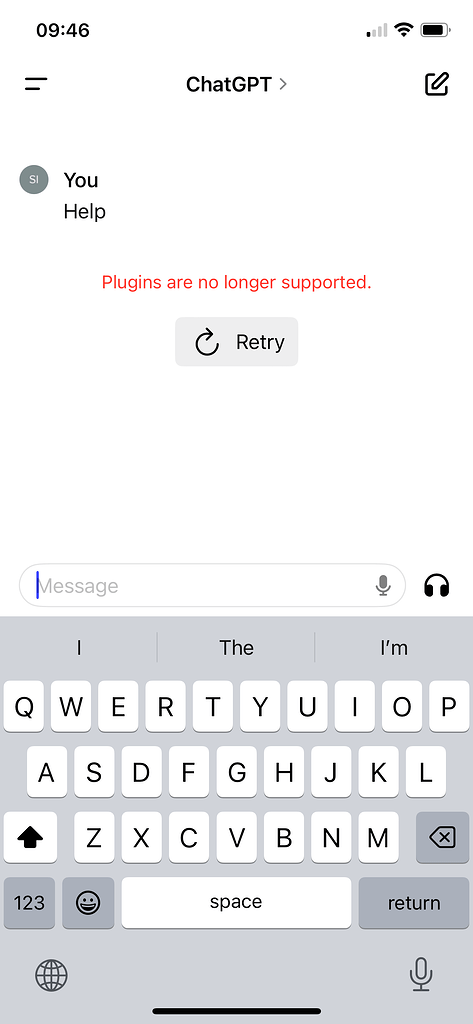 Get an error message randomly on some chats “Plugins are no longer supported” - Bugs - OpenAI ...
