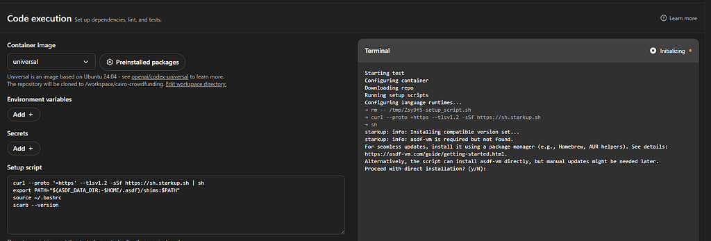 How to do interactions in setup environment script? - Coding with ChatGPT - OpenAI Developer ...