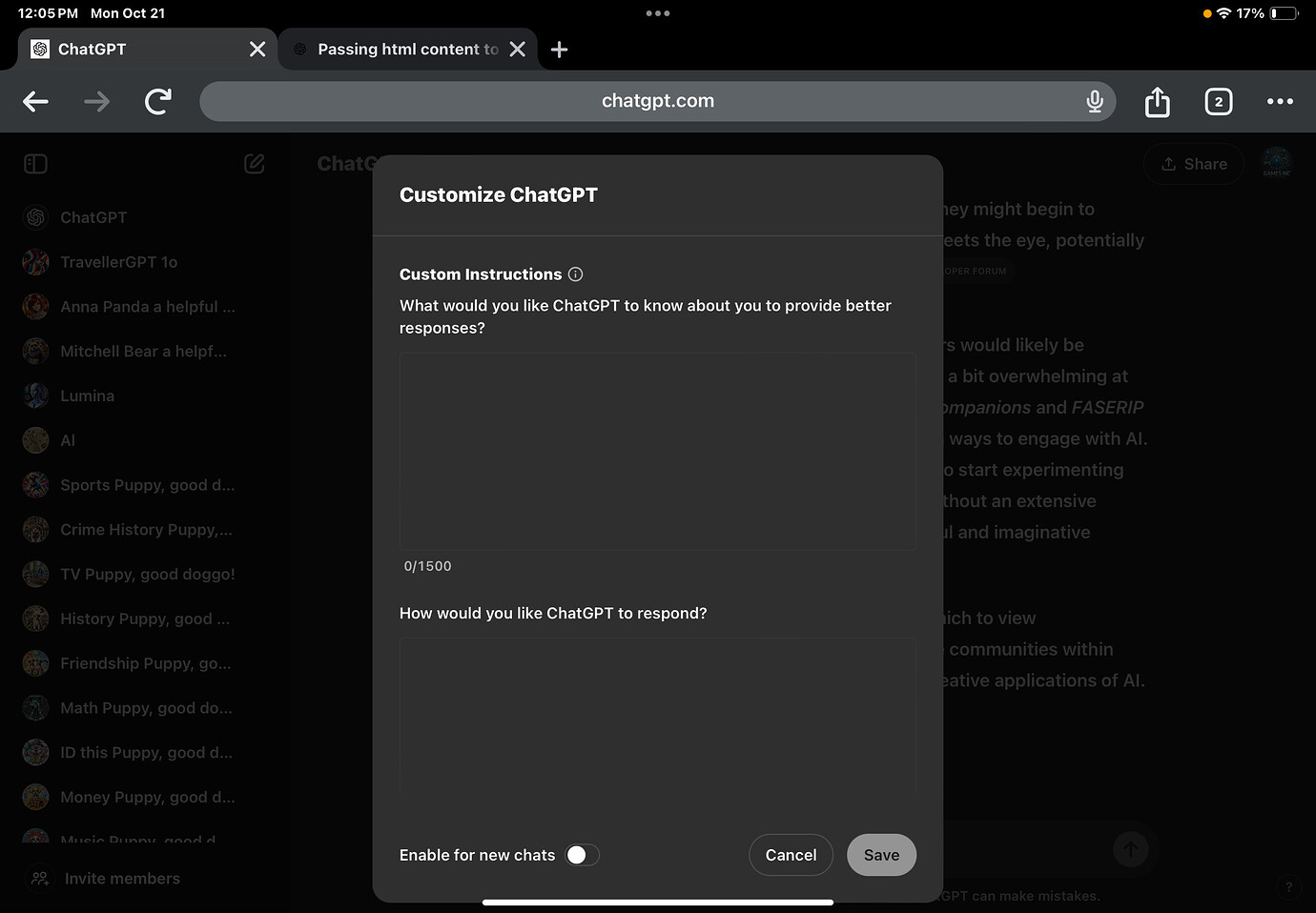 Image generator not working - ChatGPT - OpenAI Developer Community
