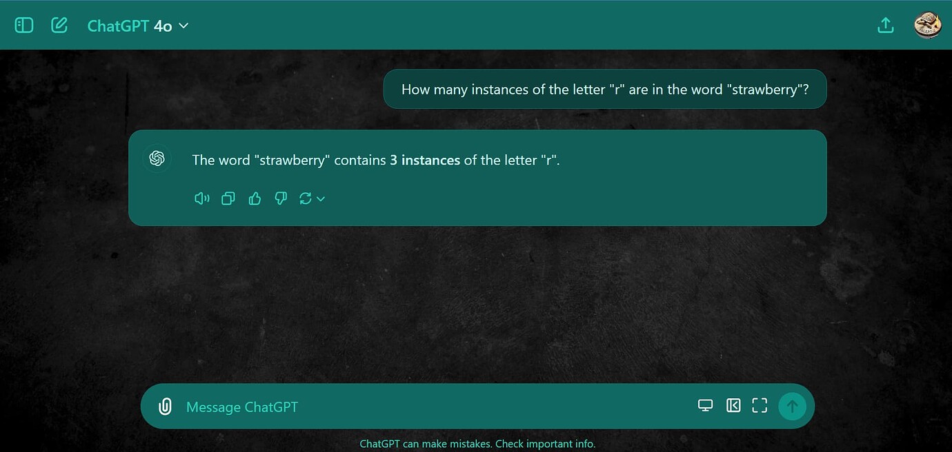 Incorrect count of 'r' characters in the word "strawberry“ - Use cases and examples - OpenAI ...