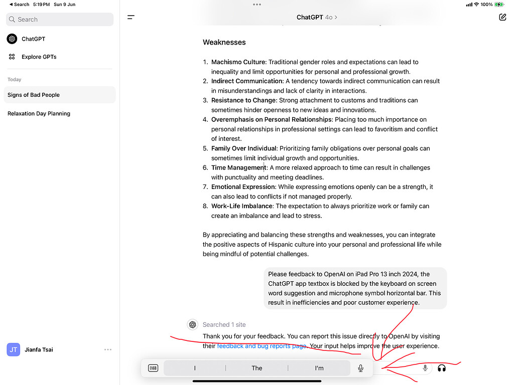 ChatGPT iPadOS app textbox blocked resulting in loss of profit - Bugs - OpenAI Developer Community