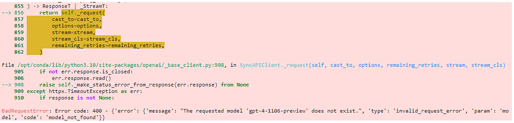 Gpt4 preview "BadRequestError", could you assist on Why? - API - OpenAI Developer Community