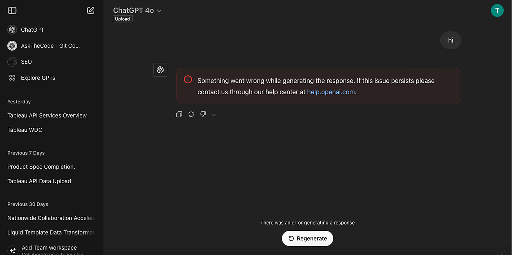 ChatGPT Account Errors - Paid account not able to generate responses - Bugs - OpenAI Developer ...