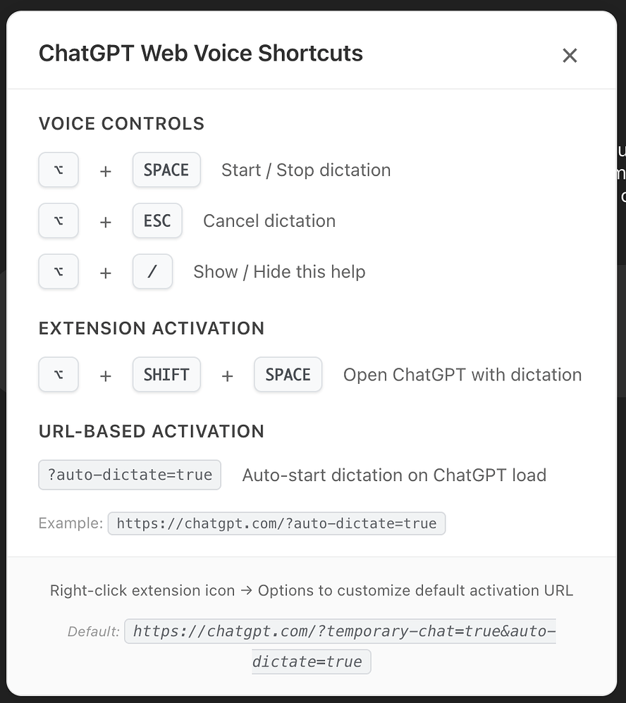 Created a keyboard shortcut for dictation in ChatGPT Webapp - Use cases ...