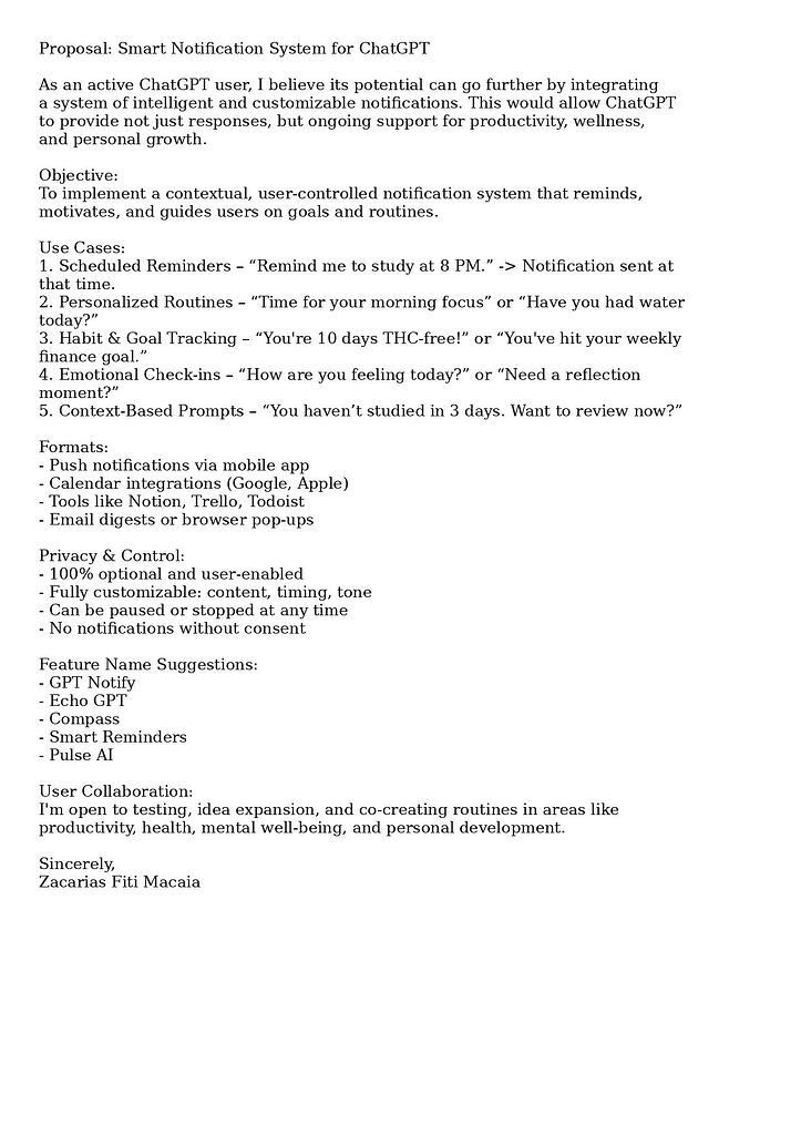 Feature proposal: Smart nofiticition system for Chat GP - Feature requests - OpenAI Developer ...