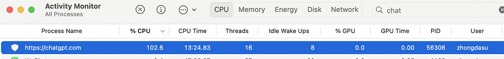 Chatgpt website using safari get stuck with CPU usage reaches 100% - Bugs - OpenAI Developer ...