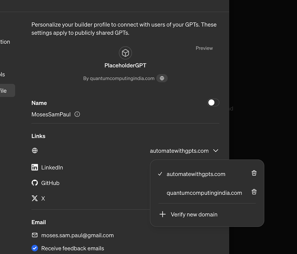 Switching Builder Profiles - GPT builders - OpenAI Developer Community Switching Builder Profiles - GPT builders - OpenAI Developer Community