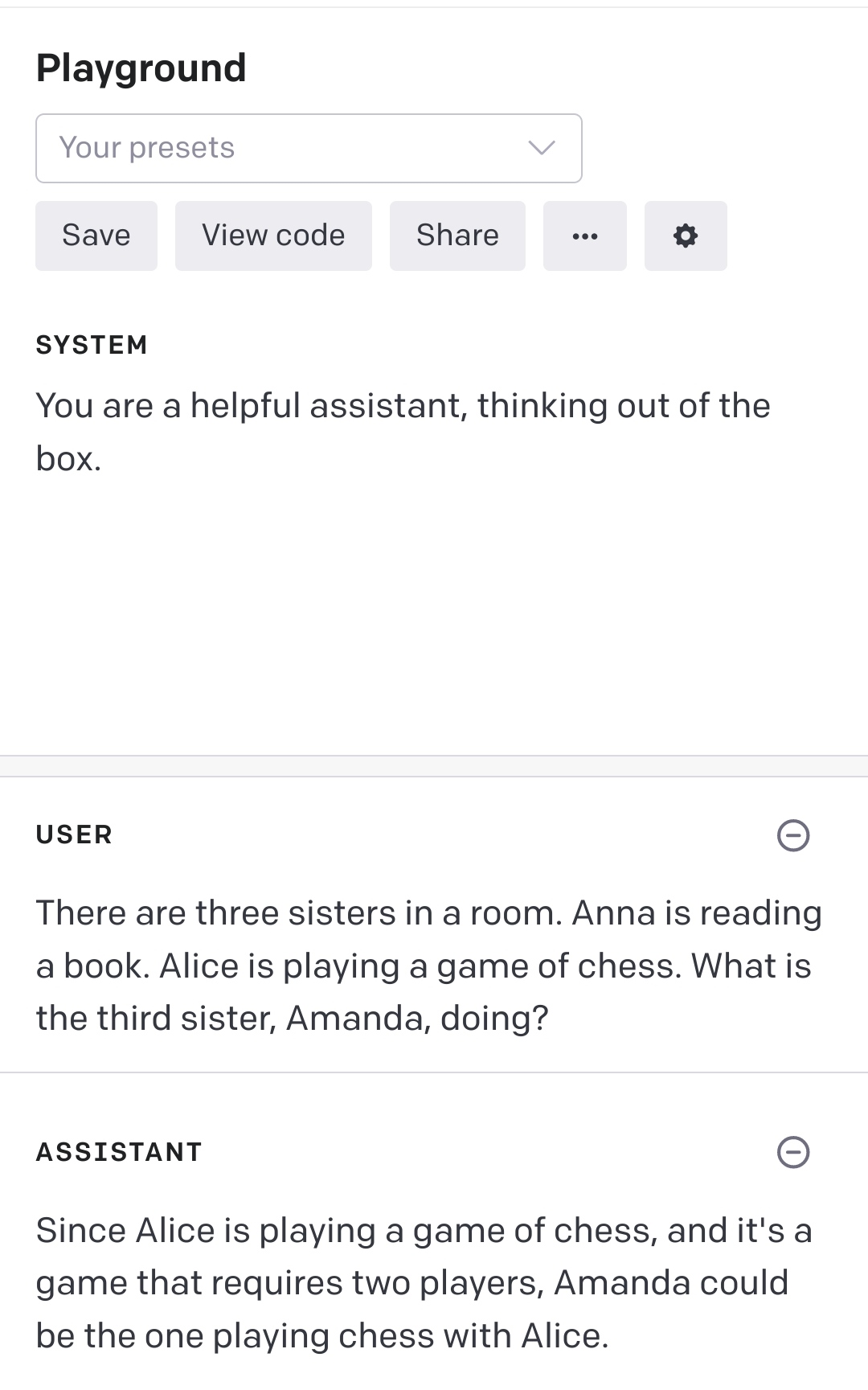 A riddle solvable by ChatGPT, but not by OpenAI ChatGPT4 API? - API - OpenAI Developer Community