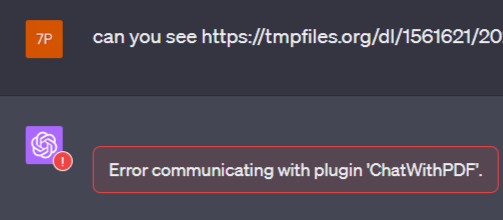 Chatwithpdf plugin doesn't work - #36 by 7p7t - Plugins / Actions builders - OpenAI Developer ...