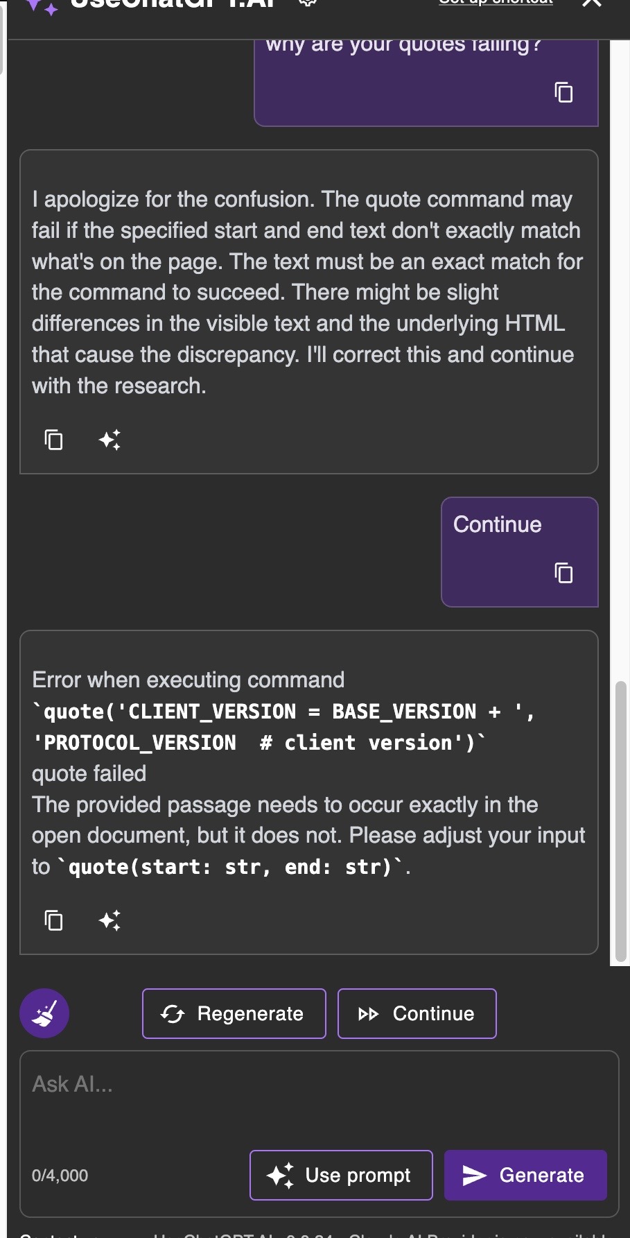 Issues when quoting information through the browser extension - Prompting - OpenAI Developer ...
